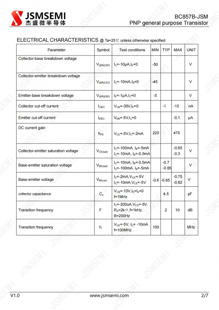 BC857B-JSM datasheet page 2