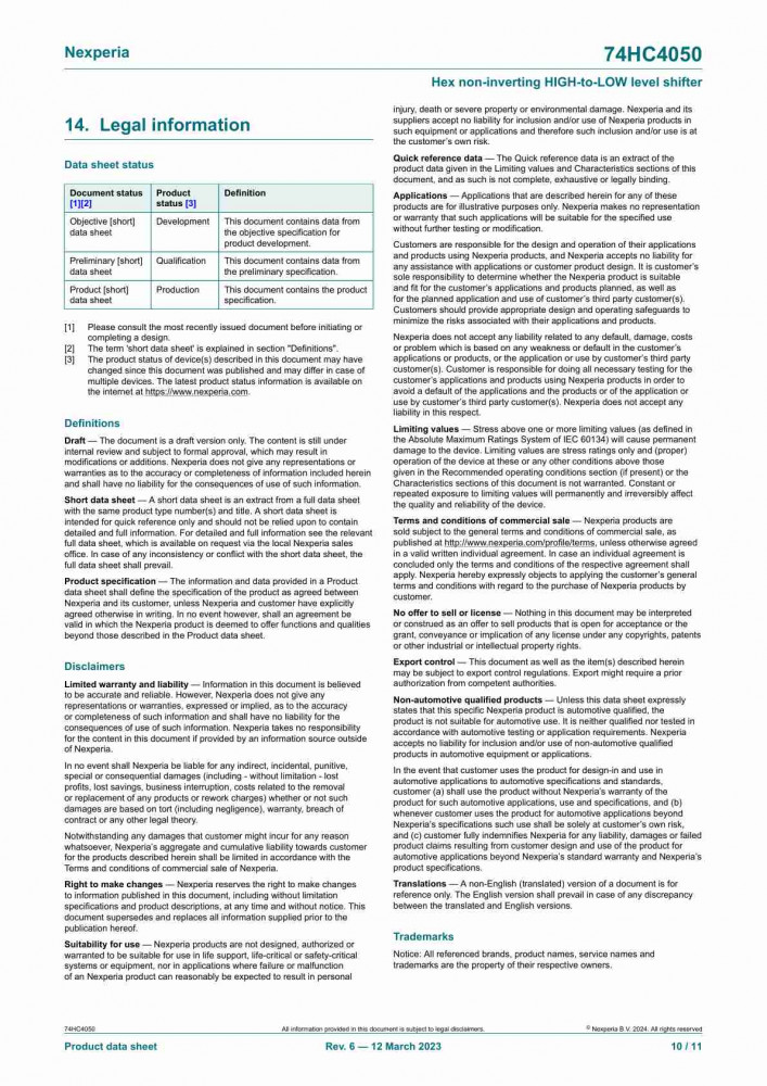 74HC4050D datasheet page 10