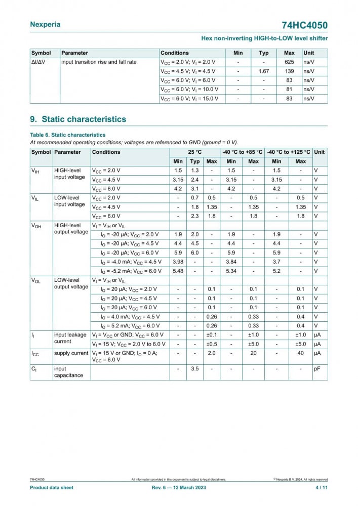 74HC4050D datasheet page 4
