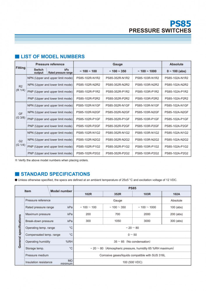 Nidec PS85 technical document page 2