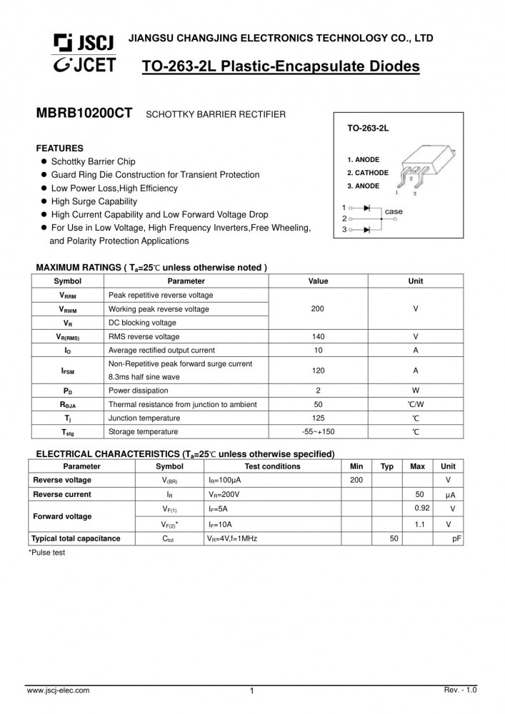 MBRB10200CT datasheet page 1