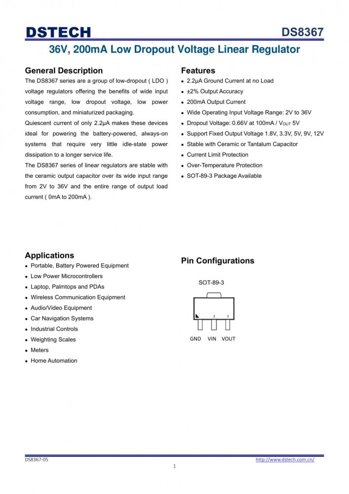 DS8367 datasheet page 1