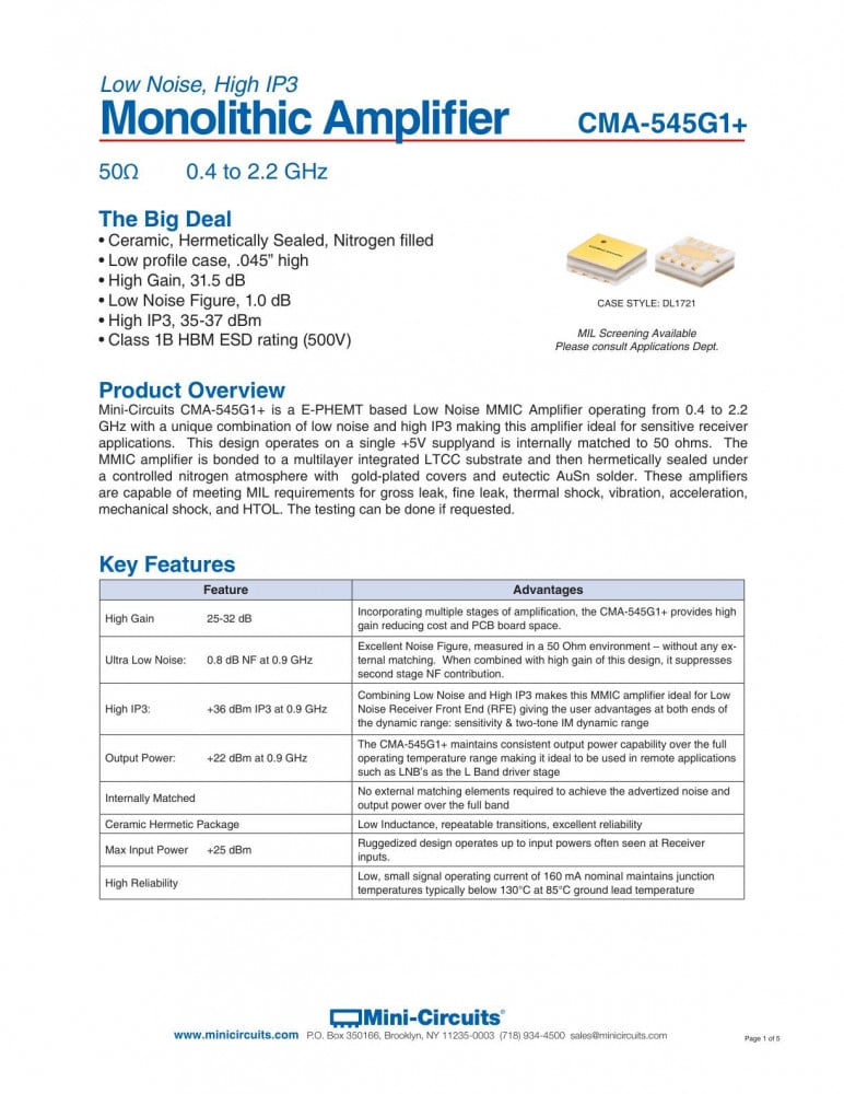 CMA-545G1+ technical document page 1