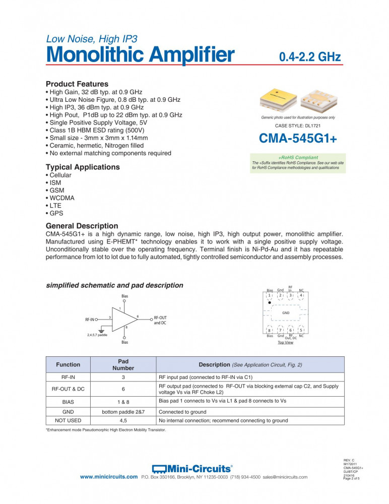 CMA-545G1+ technical document page 2