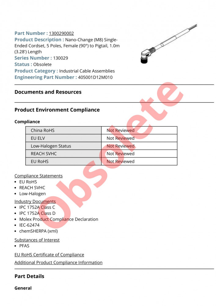 Product document image 1 for MOLEX 1300290002