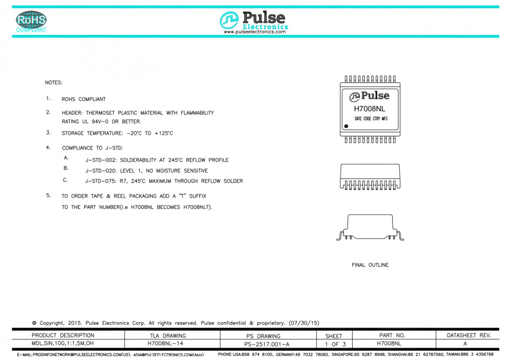 H7008NLT product drawing page 1