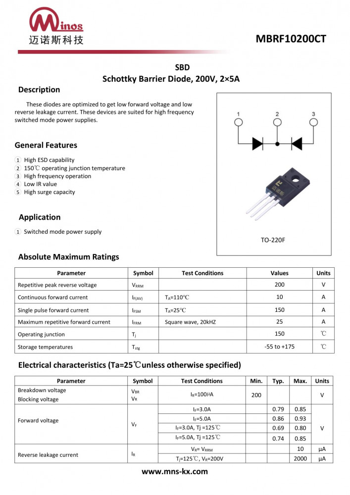 MBRF10200CT datasheet page 1