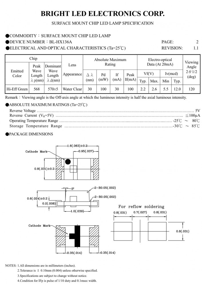 BL-HX136A-TRB technical document, page 1