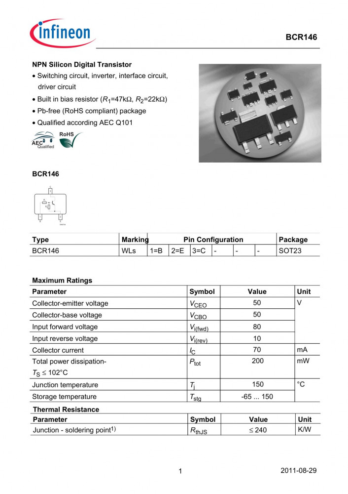 BCR146 datasheet page 1
