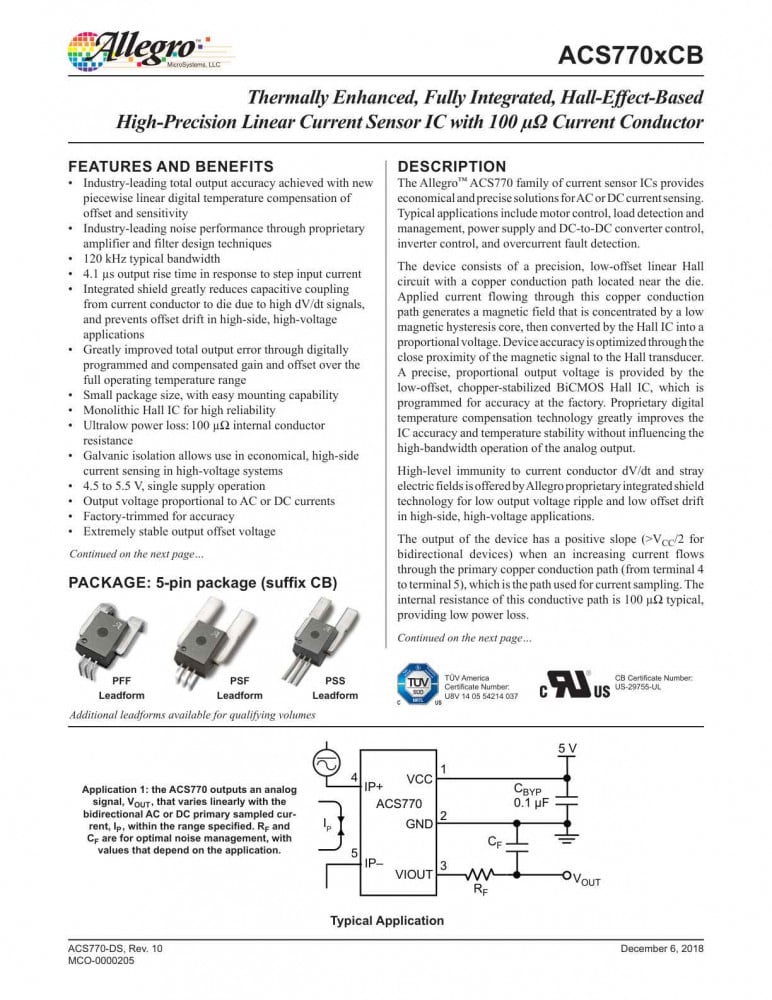 ACS770 datasheet page 1