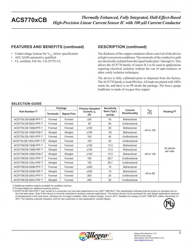 ACS770 datasheet page 2