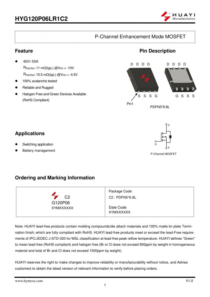 HYG120P06LR1C2 datasheet page 1