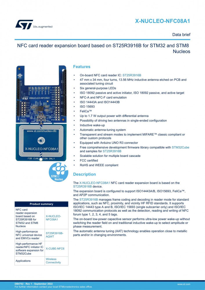 X-NUCLEO-NFC08A1 technical document page 1