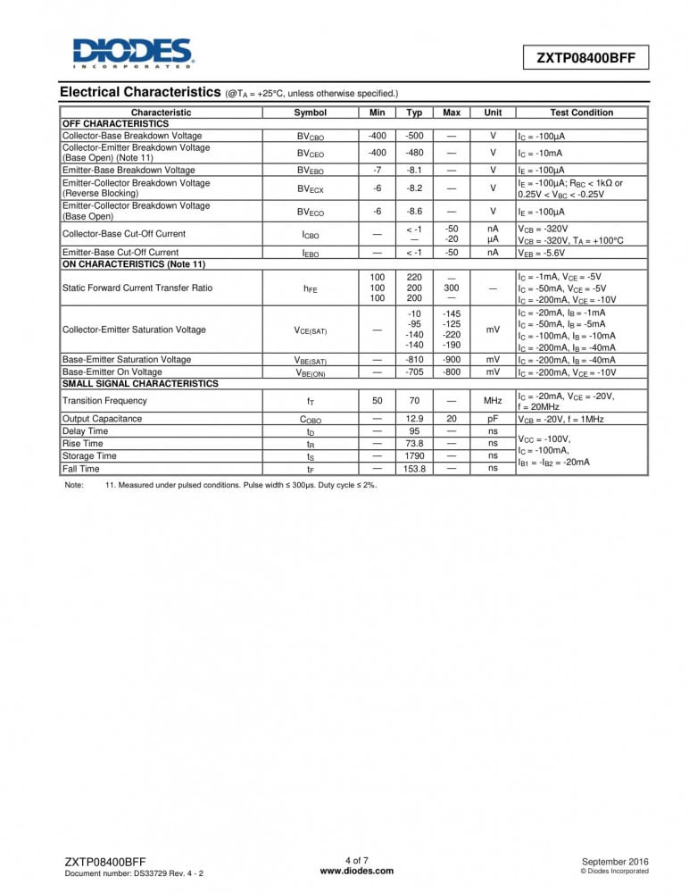ZXTP08400BFFTA datasheet page 4