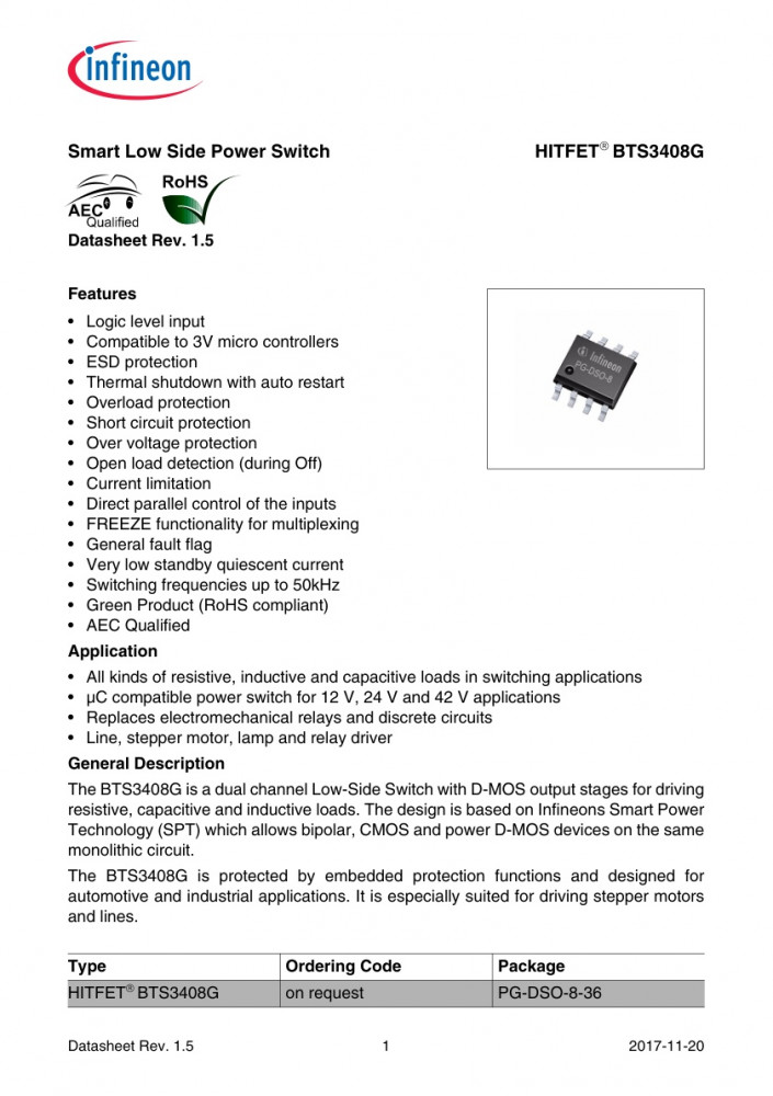 BTS3408G datasheet page 1