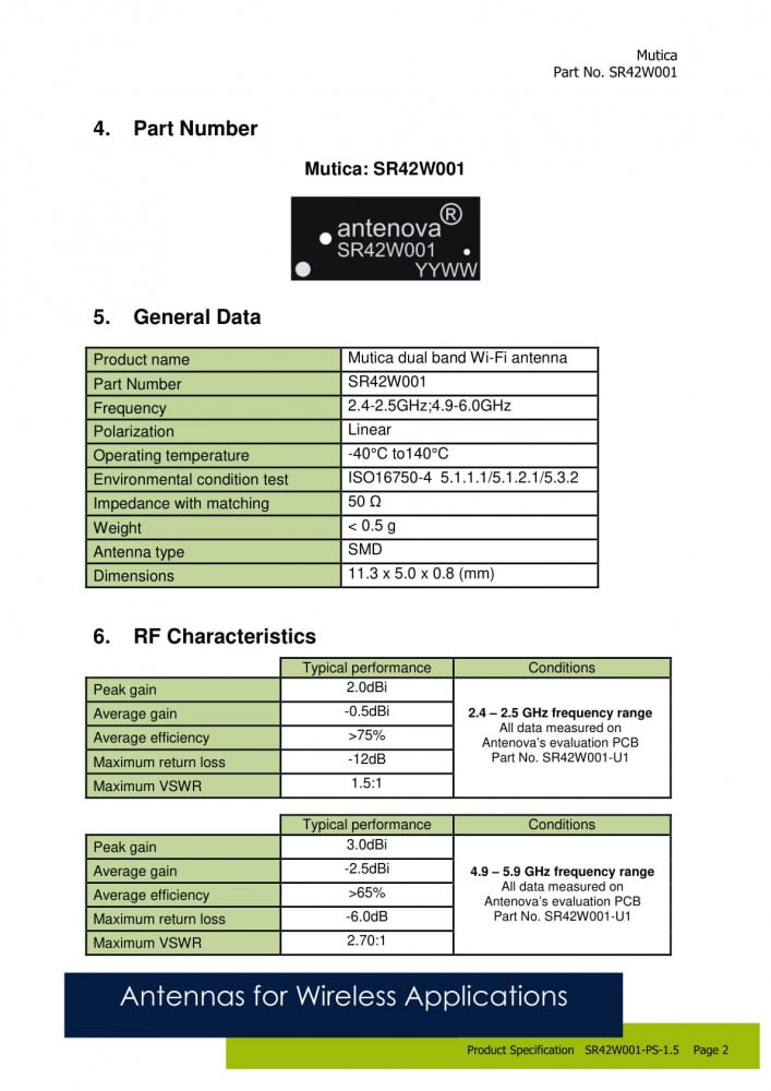 SR42W001 datasheet page 2