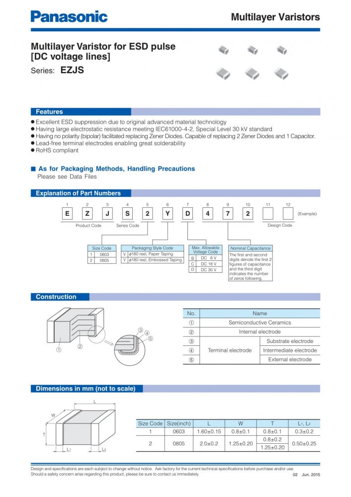 Panasonic EZJS technical document page 1
