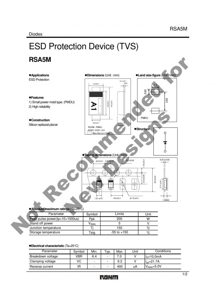 RSA5MGTR technical document page 1