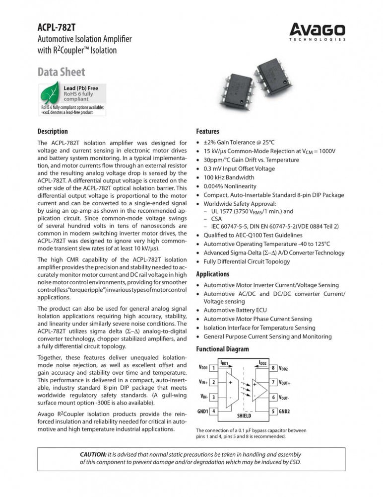 ACPL-782T datasheet page 1