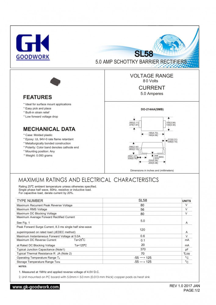 GOODWORK SL58 datasheet page 1