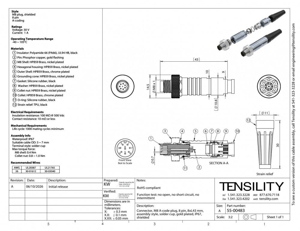 Tensility International 55-00483 product drawing