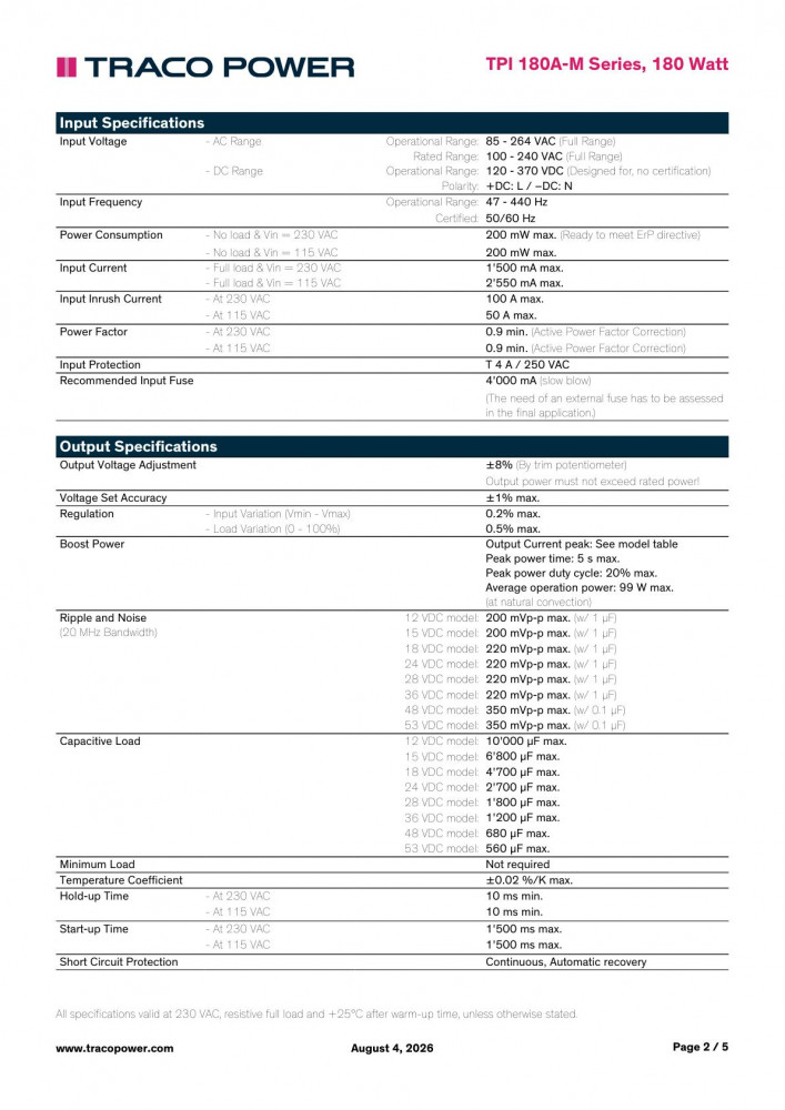 TPI 180A-M technical document page 2