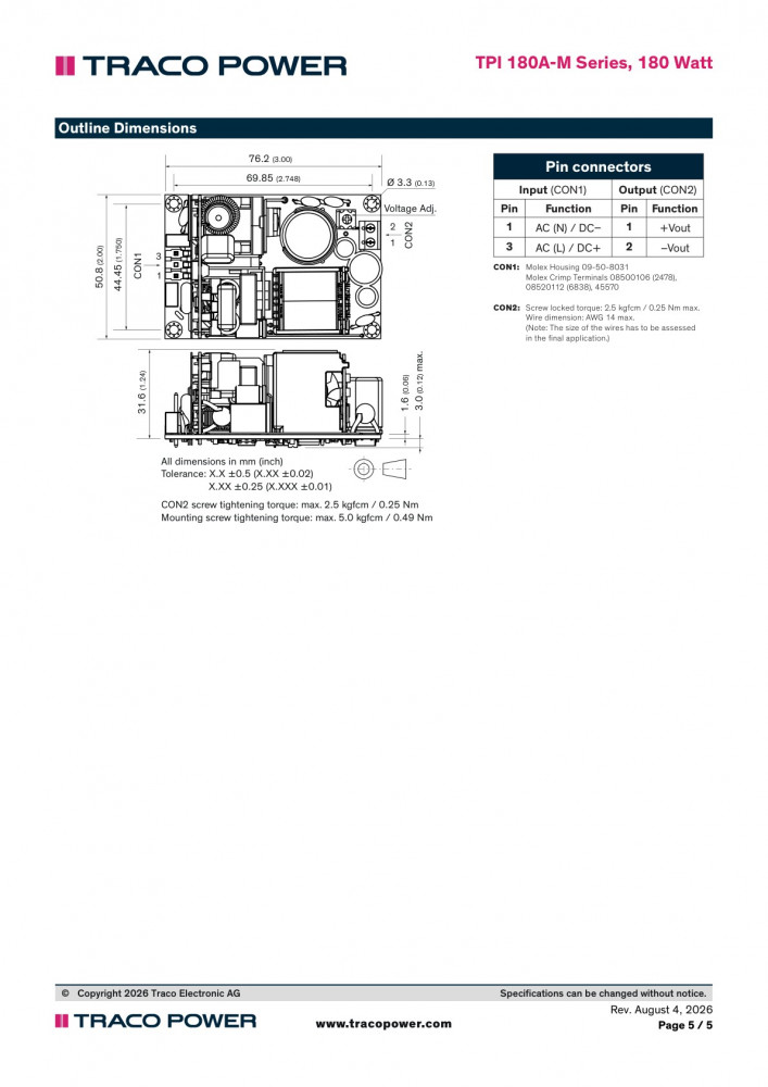 TPI 180A-M technical document page 5