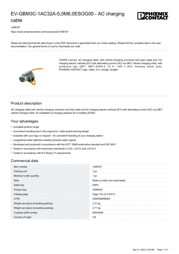 Phoenix Contact 1408167 technical document page 1