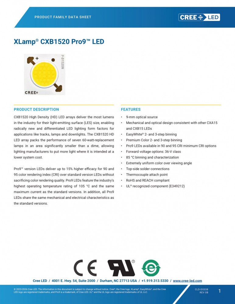 CXB1520 Pro9 datasheet page 1