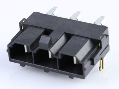 Mini-Fit Sr. Right-Angle Header, 10.00mm Pitch, Single Row, 5 Circuits, 8.30mm Tail Length, for 6.35mm PCB, 0.76µm Gold (Au) Plating, with Clip