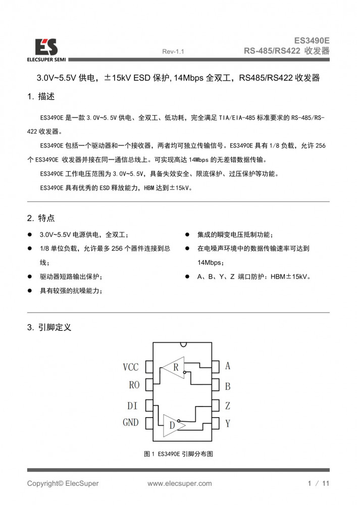 ES3490EESA datasheet page 1