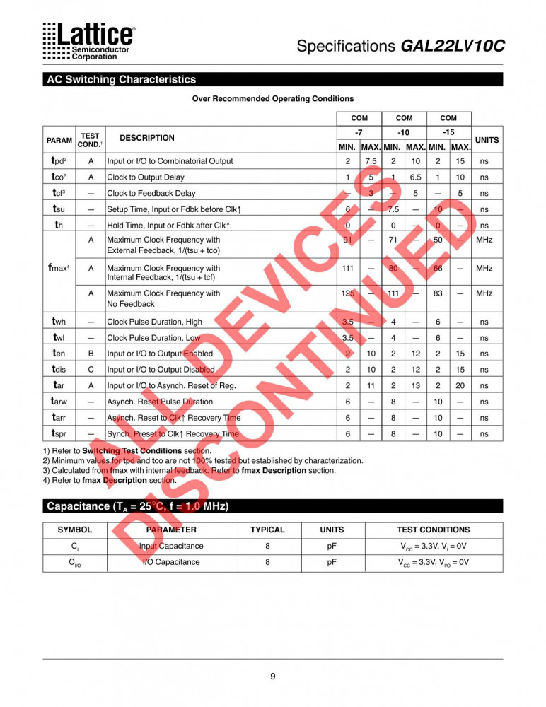 GAL22LV10C-15LJN datasheet page 10