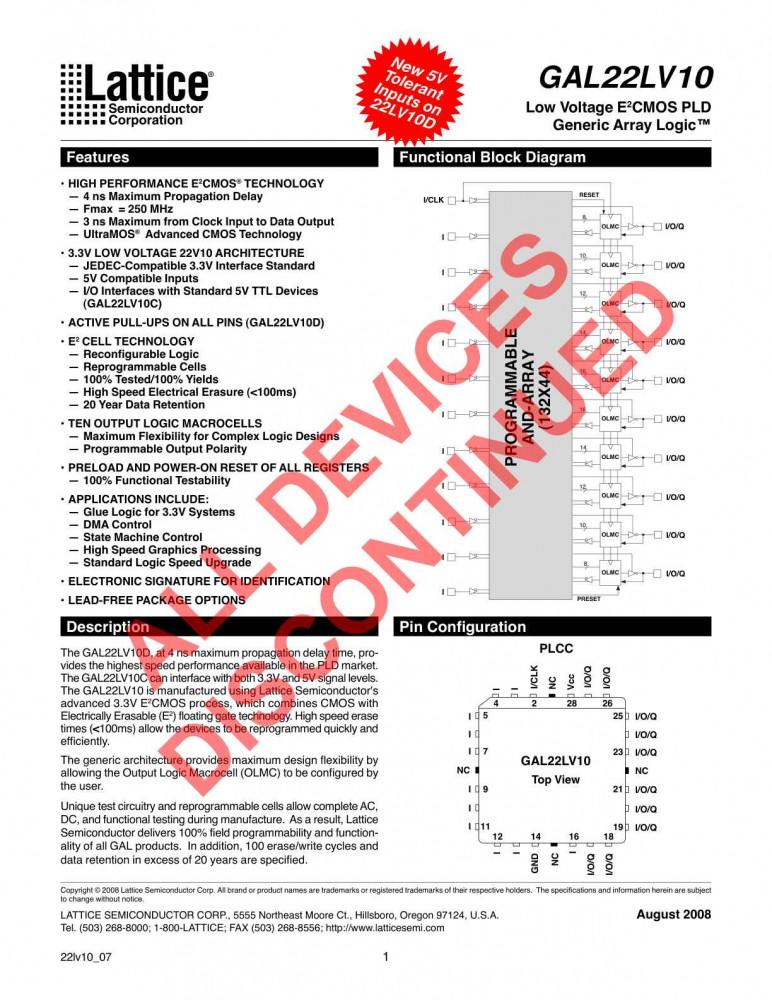 GAL22LV10C-15LJN datasheet page 2