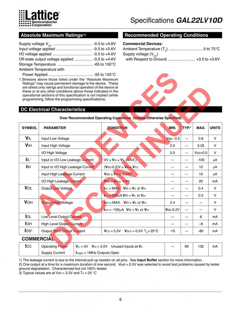 GAL22LV10C-15LJN datasheet page 7