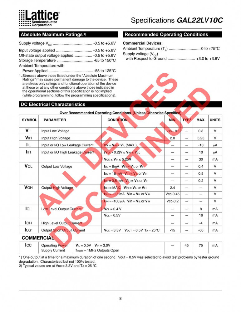 GAL22LV10C-15LJN datasheet page 9