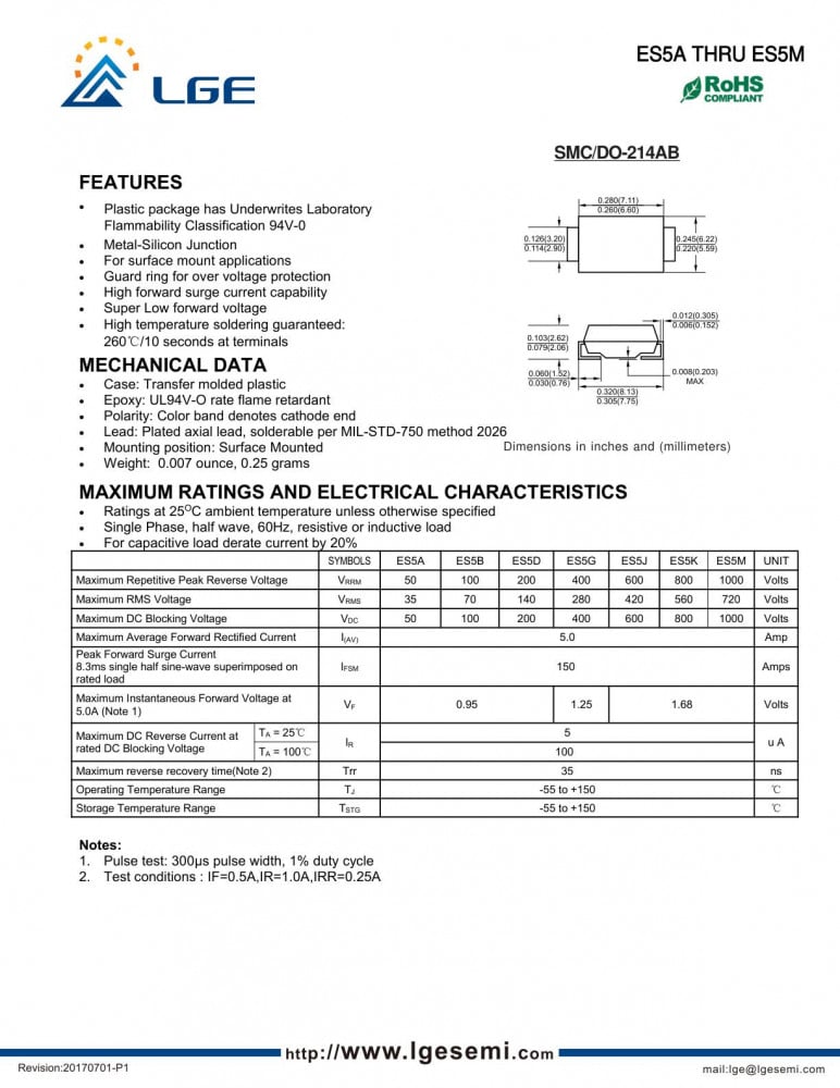 LGE ES5D datasheet page 1