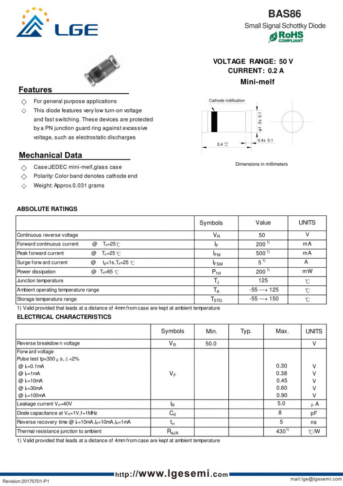 LGE BAS86 datasheet page 1