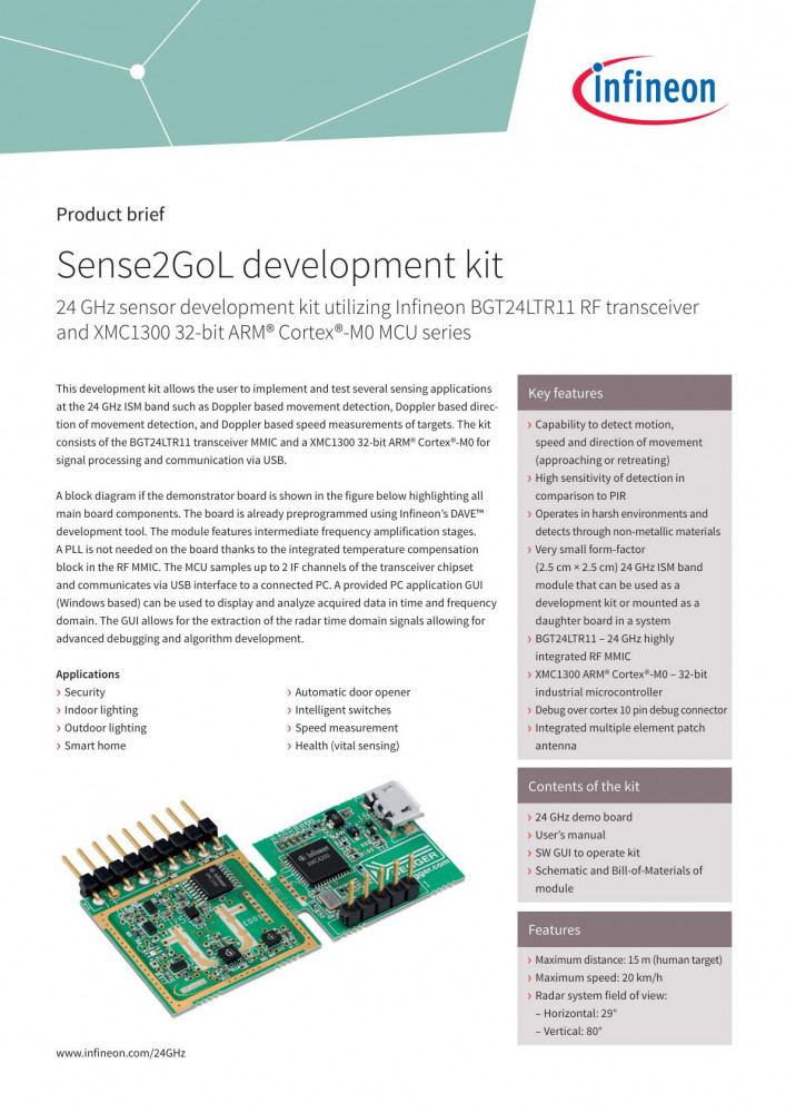 Sense2GoL development kit product brief page 1