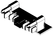 2.54mm, 5.50mm Pitch EXTreme Ten60Power Right-Angle Plug Assembly with Guide Pins, 8 DC Circuits, 32 Signal Circuits, 8 DC Power Circuits