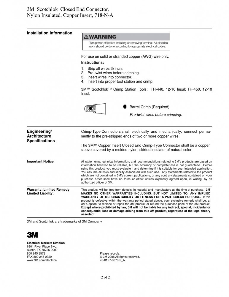 3M 718-N-A datasheet page 2