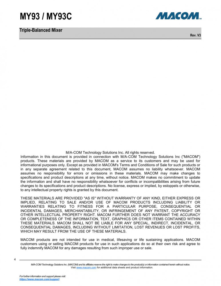 MACOM MY93C technical document page 4
