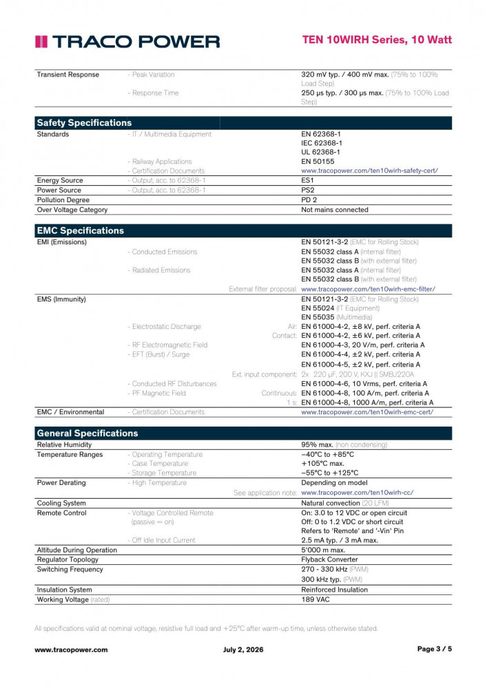 TEN 10WIRH technical document page 3
