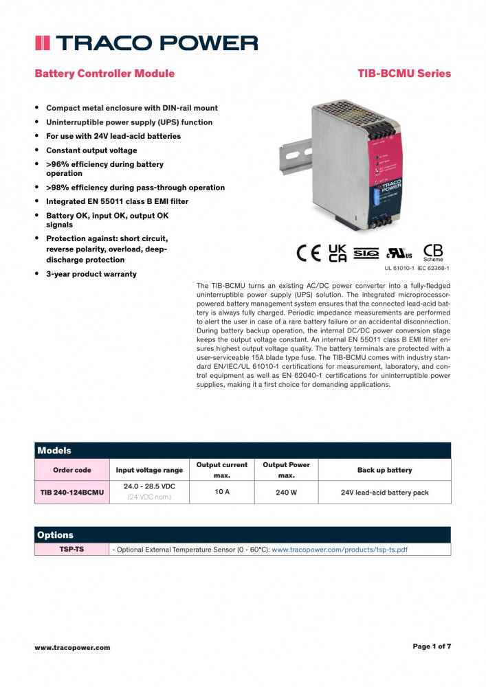 TIB-BCMU product document page 1