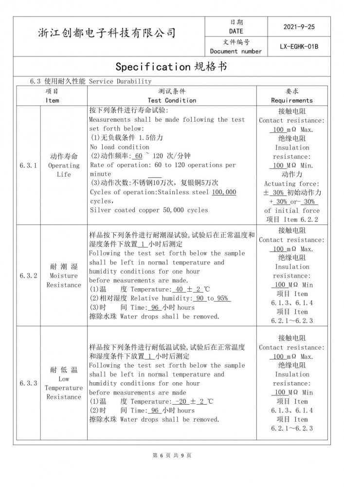 TS1187AQCHT-6x6x4.3 specification page 6