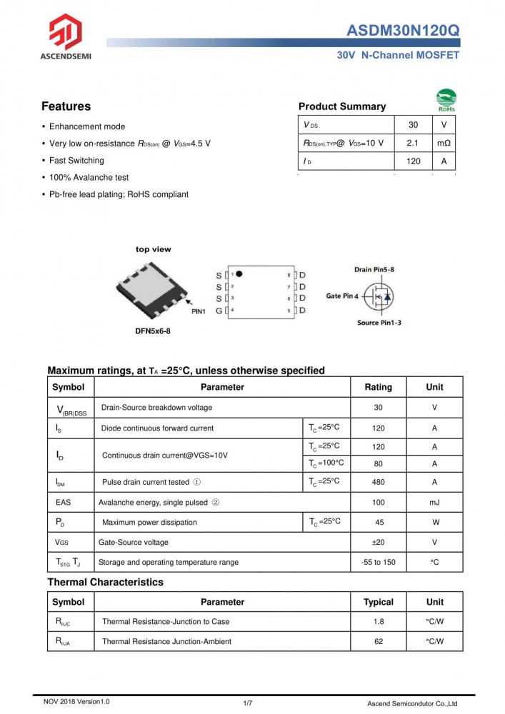 ASDM30N120Q-R datasheet page 1