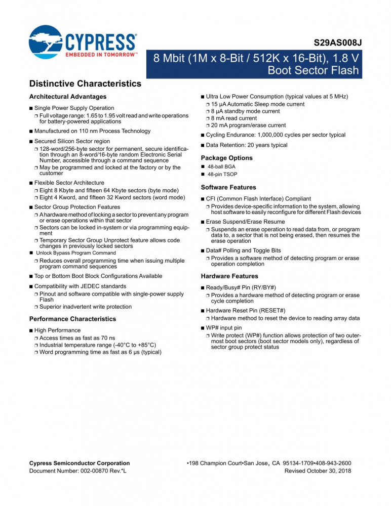 S29AS008J datasheet page 2
