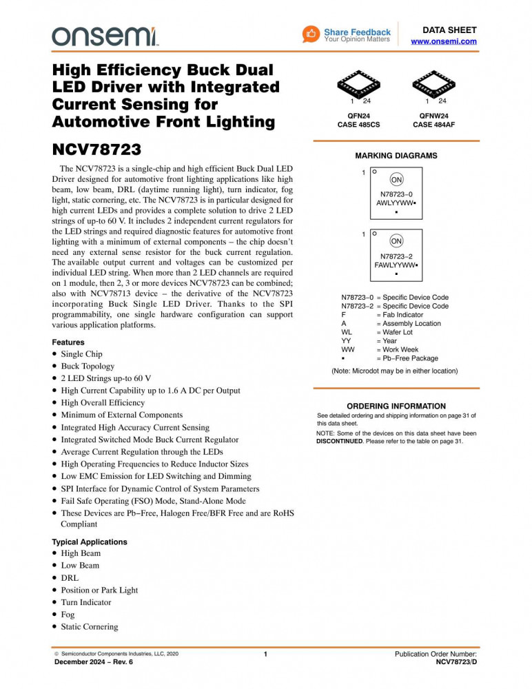 NCV78723 datasheet preview page 1