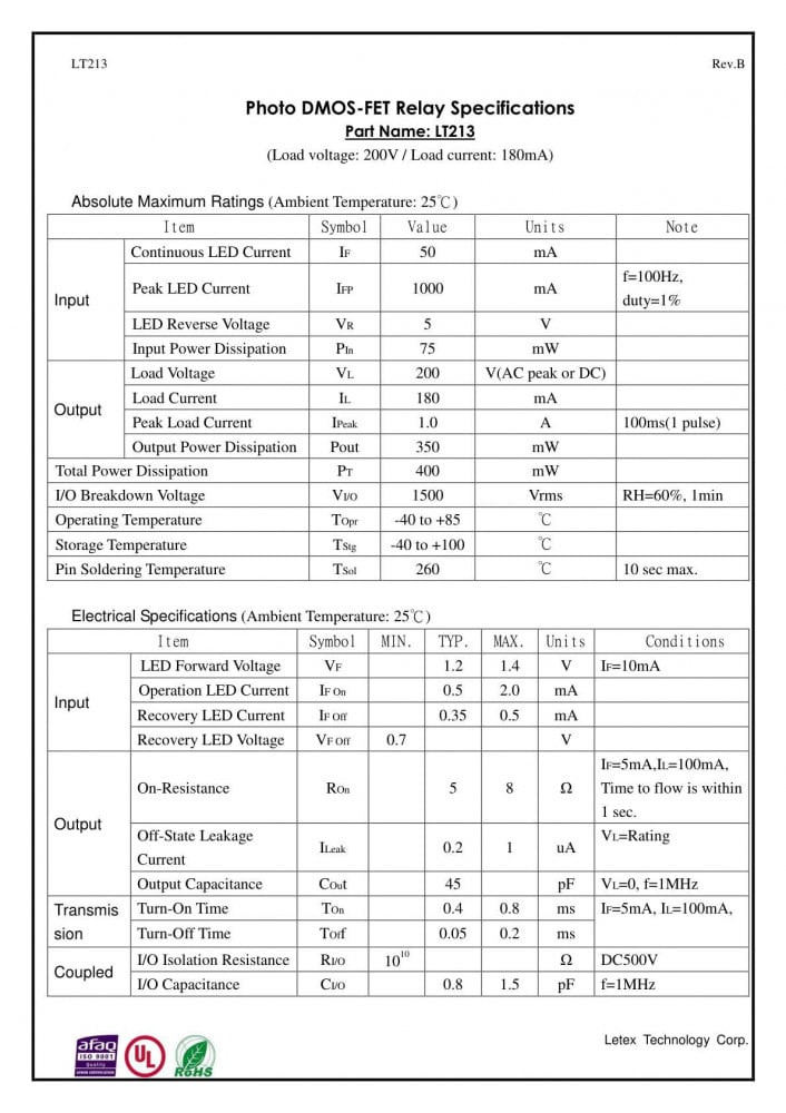 LT213 datasheet page 2