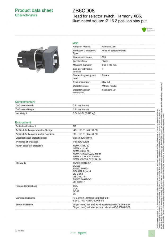 ZB6CD08 technical document page 1