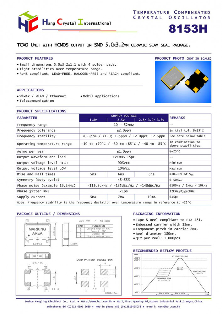 HCI 8153H-10.000MK33DTL technical document preview